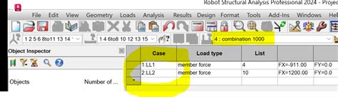 It Is Not Possible To Present Selected Combination In Load Table In Robot Structural Analysis