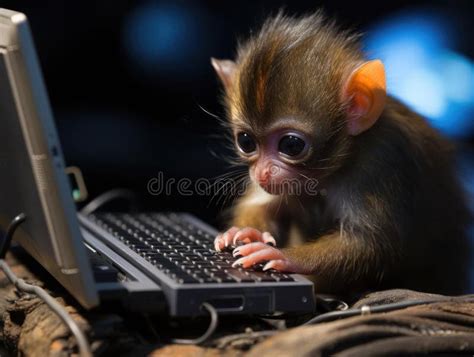 Monkey Typing On Keyboard