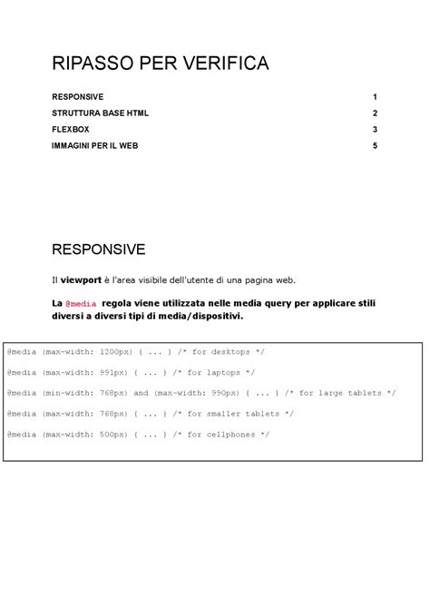 ripasso per verifica di html e css dispense di sviluppo di applicazioni web docsity