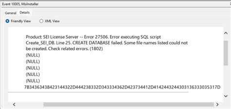 Sei2025r4 Product Sei License Server Error 27506 Error Executing Sql Script Createseidb