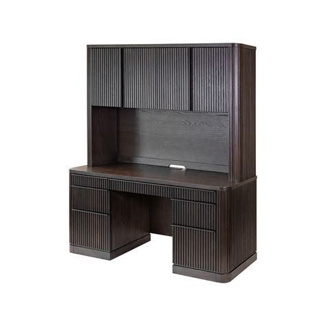 Executive Credenza And Hutch Office Desk Fully Assembled Dark Chocolate