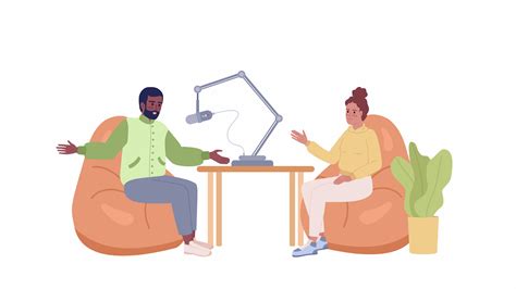 animated video podcast with friend podcaster speaking into microphone