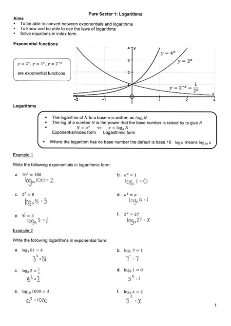 Logarithms Handout With Answers Studocu