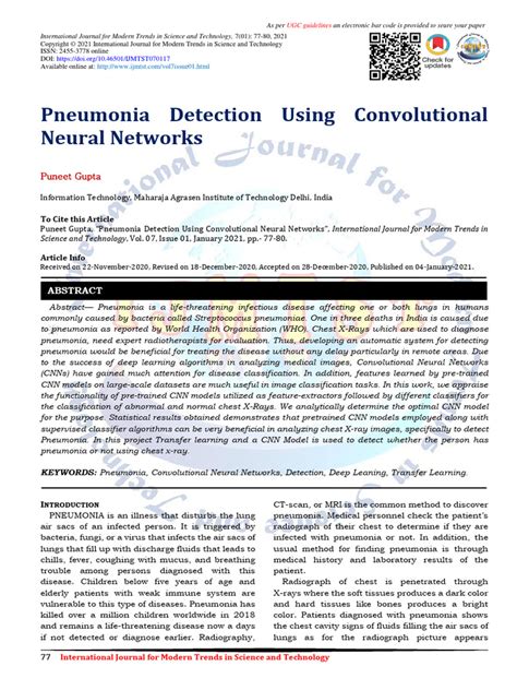 Pneumonia Detection Using Convolutional Pdf Deep Learning Computational Neuroscience