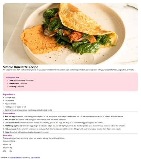 Frontend Mentor Recepie Page Using Html Css Coding Challenge Solution