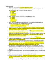 GIS Exam Questions Exam Questions What Does GIS Stand For Geographic Information System