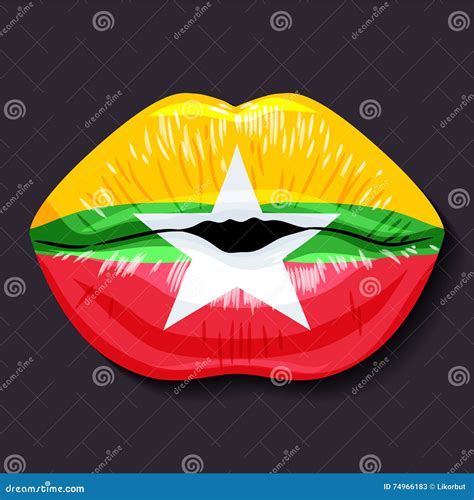 Open Myanmar International Passport Visa Sticker Template In Flat Style