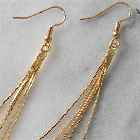 Gold Tassel Earrings Gold Chain Tassel Chain Earrings Etsy