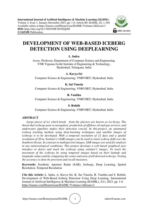 Pdf Development Of Web Based Iceberg Detection Using Deep Learning