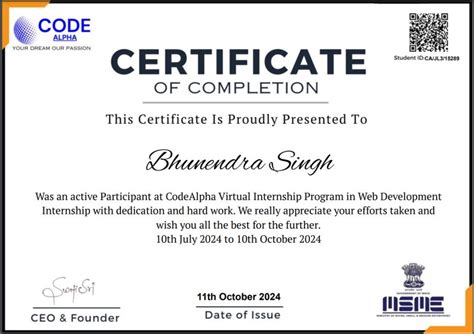 Bhunendra Singh On Linkedin Codealpha Webdevelopment Codealpha