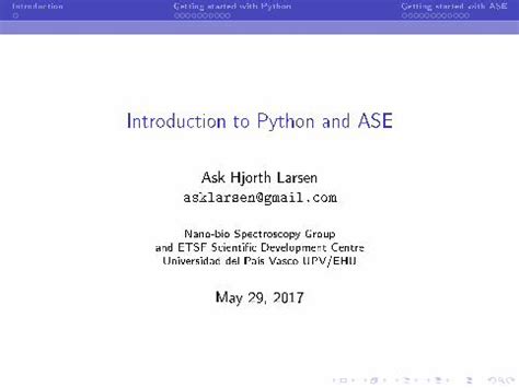 PDF Introduction To Python And ASE Technical University Of Dcaskhl Files Python Ase
