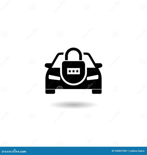 Car Alarm Protection Icon Logo With Shadow Stock Vector Illustration Of Control Automobile