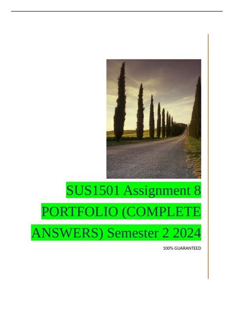 Sus1501 Assignment 8 Portfolio Complete Answers Semester 2 2024