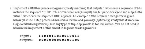 implement a 0100 sequence recognizer mealy machine