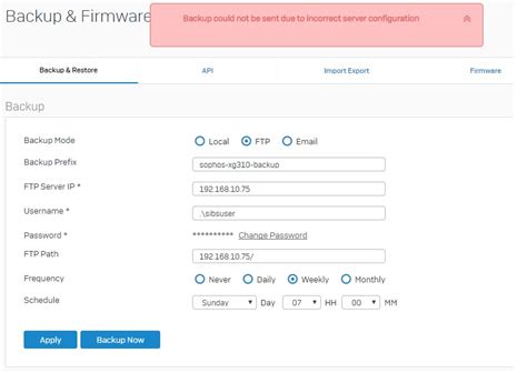 Problem Cannot Connect To FTP Server To Backup Firmware Discussions Sophos Firewall Sophos