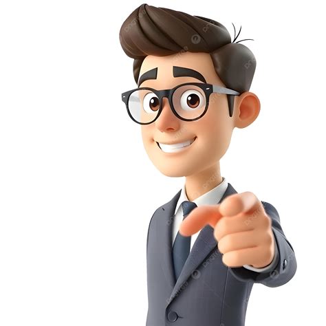 cute businessman pointing at camera 3d render character cute businessman pointing at camera 3d