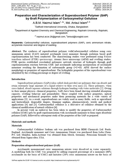 Preparation And Characterization Of Superabsorbent Pdf Copolymer Gel