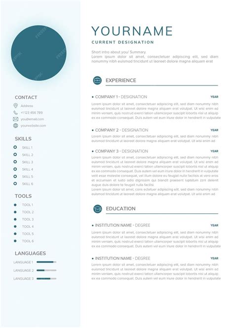 Premium Vector Simplistic Resume Template With Clean Design
