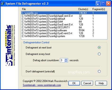 PageDefrag Screenshot And Download At SnapFiles Com