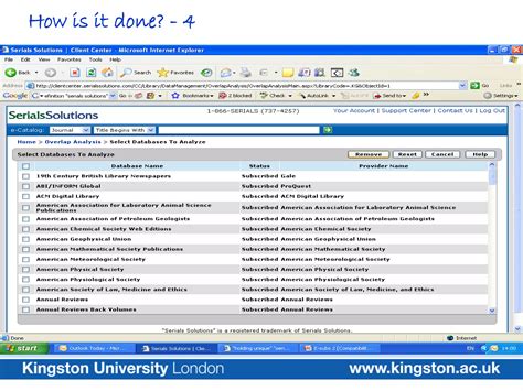 Serials Solutions Overlap Analysis Ppt