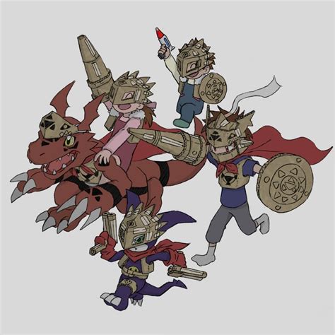 Dukemon Beelzebumon Guilmon Impmon Matsuda Takato And 2 More Digimon And 1 More Drawn By