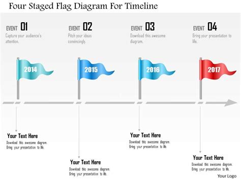 Four Staged Flag Diagram For Timeline Powerpoint Template PowerPoint Templates Designs