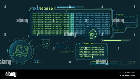 Data Decryption Screen With Text Decoding Window Stock Vector Image