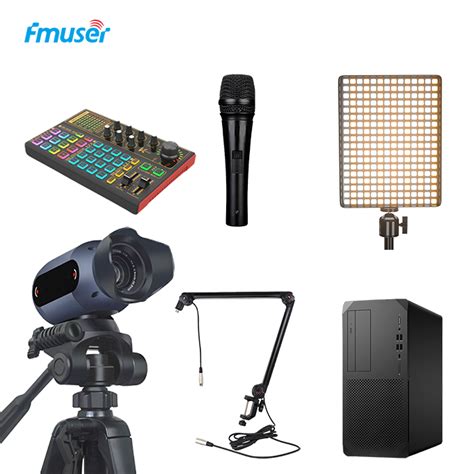 원격 교육 방송 라이브 Tv 라이브 및 게임 스트리밍을 위한 Fmuser Pe 팟캐스트 장비 번들에는 컴퓨터 키보드 및