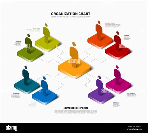 Vibrant 3d Isometric Organization Chart Template Illustrating A Corporate Hierarchy Structure