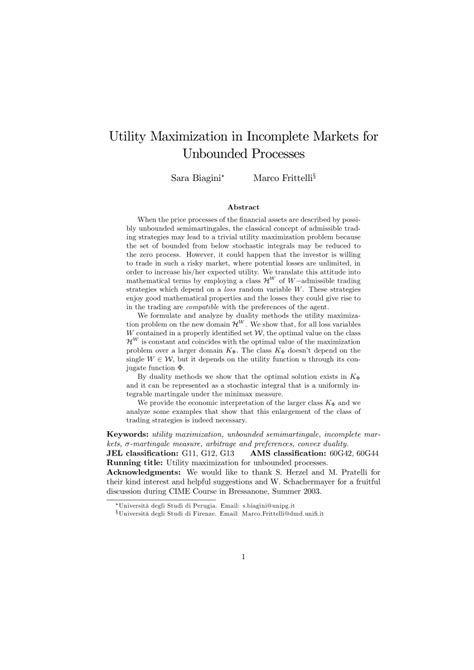 Pdf Utility Maximization In Incomplete Markets For Unbounded Processes