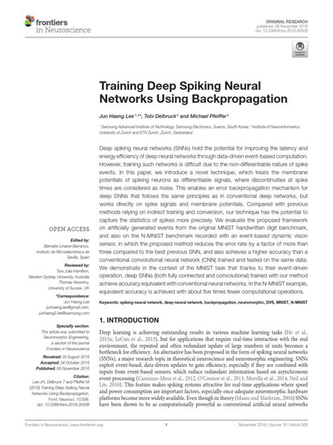 training deep spiking neural networks using backpropagation jun haeng