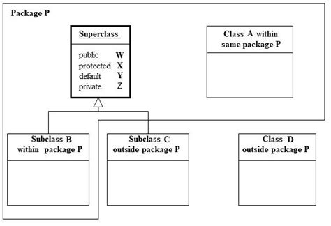 Solved Java 1 What Can Subclass A See With Respect To W