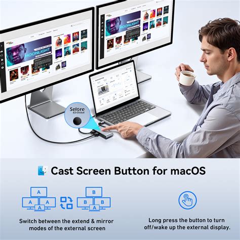 Selore Usb C Docking Station 3 Monitors Usb C To Dual Hdmi Vga Adapte