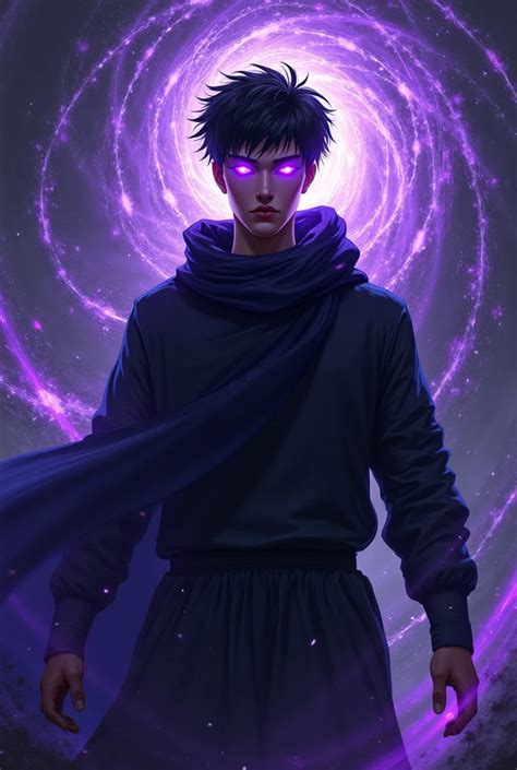 Sung Jin Woo From Solo Leveling With Glowing Purple Eyes And Shadow