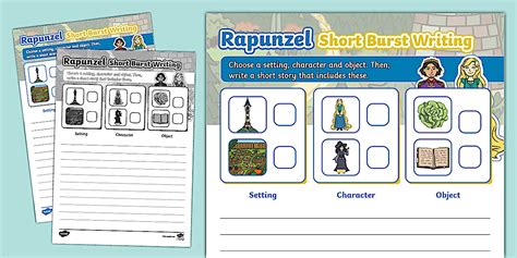 Rapunzel Short Burst Writing Template Teacher Made