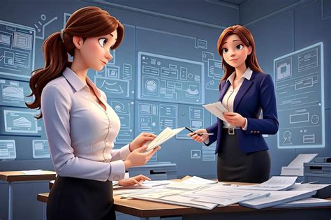 Premium Ai Image Efficiency Unleashed Businesswomen Embrace Document Management Seamless