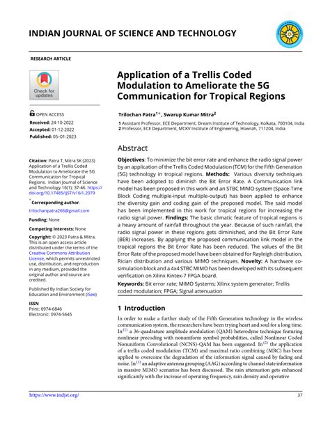 Pdf Application Of A Trellis Coded Modulation To Ameliorate The 5g Communication For Tropical