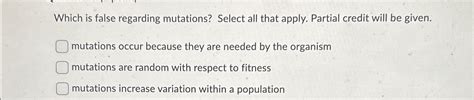 Solved Which Is False Regarding Mutations Select All That