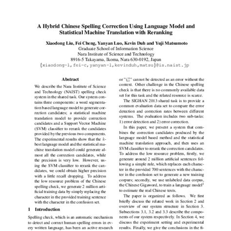 A Hybrid Chinese Spelling Correction Using Language Model And Statistical Machine Translation