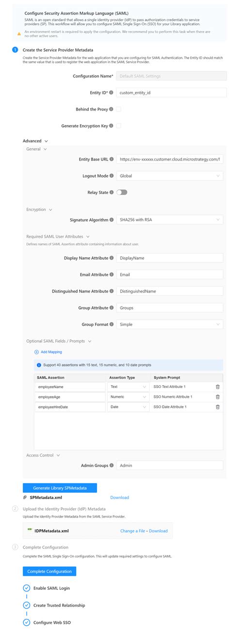 Enable Single Sign On With Saml Authentication