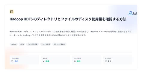Hadoop Hdfs のディレクトリとファイルのディスク使用量を確認する方法 Labex