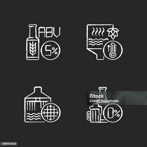 검은 색 배경에 설정 양조장 분필 흰색 아이콘 Ale에 대한 스톡 벡터 아트 및 기타 이미지 Ale 개념 검은색 Istock