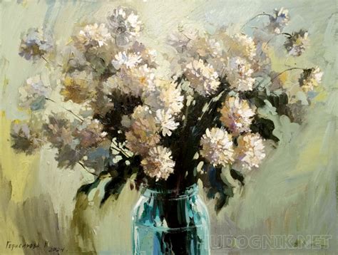 Картина Белые хризантемы Размеры 60x45 Год 2024 Цена 14000 рублей Художник Герасимова