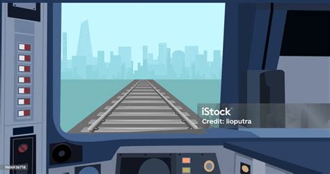 현대 열차의 오두막에있는 기차 운전사 기차의 내부 통제 장소 내부보기 기차에 대한 스톡 벡터 아트 및 기타 이미지 기차 조종석 기관차 Istock