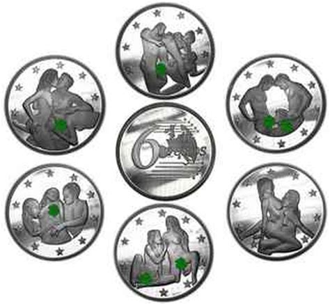 НОВЫЙ ЛУЧШИЙ набор секс монеты евро Sex Euro в СЕРЕБРЕ эротика в подарок копия арт 17 6139