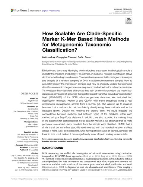Pdf How Scalable Are Clade Specific Marker K Mer Based Hash Methods For Metagenomic Taxonomic