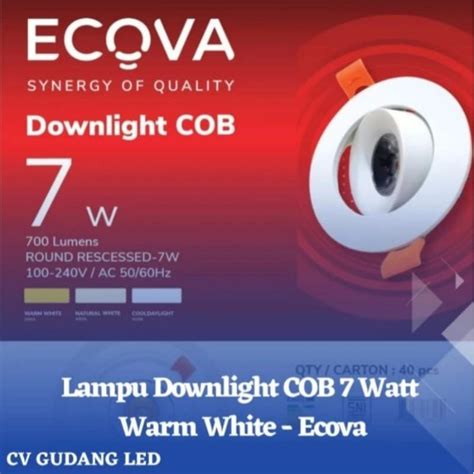 Jual Lampu Downlight Cob Watt Warm White Ecova Shopee Indonesia