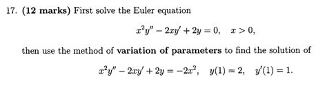 solved first solve the euler equation x 2 y 2xy 2y
