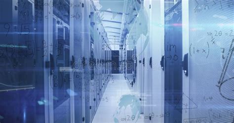 Image Of Data Processing Mathematical Equations Over Computer Servers