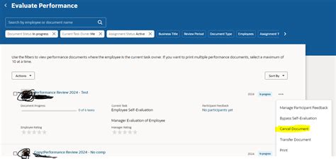 Remove The Cancel Document Option From The Elipses Drop Down For Each